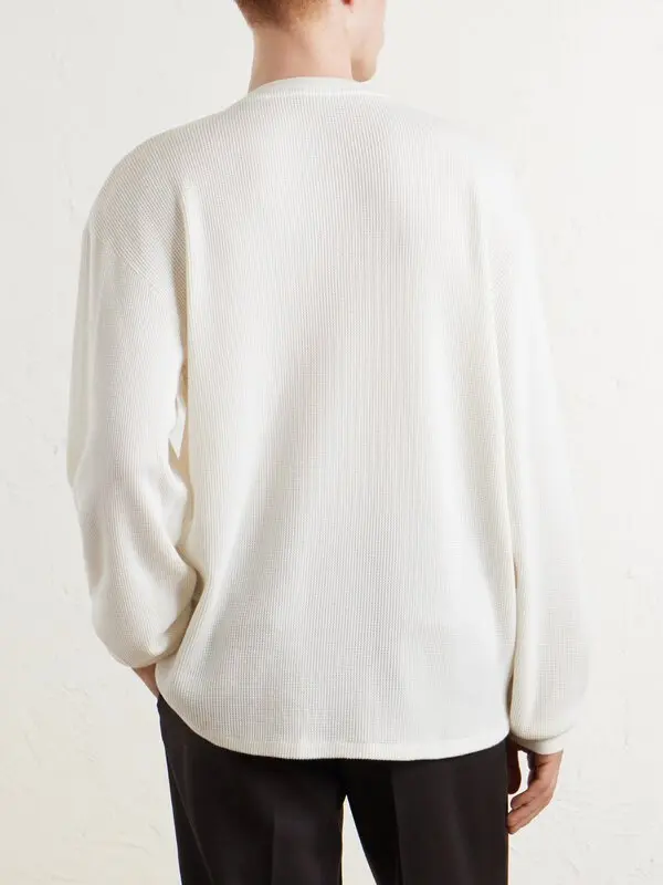 A.PRESSE Waffle-knit Cotton And Cashmere-blend Henley T-shirt