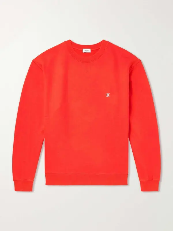 Celine Triomphe-embroidered Cotton-jersey Sweatshirt