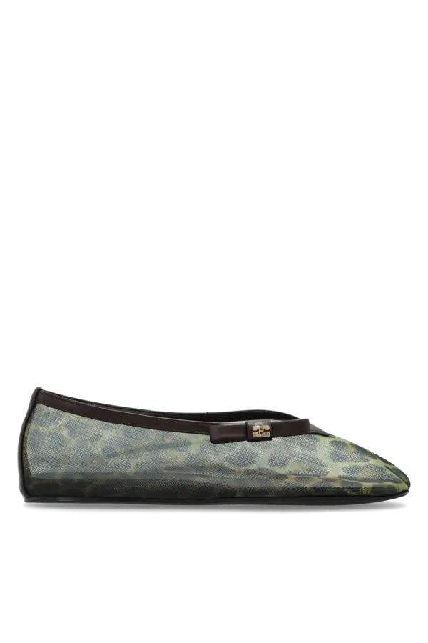 GANNI Transparent Ballerinas With Animal Print - Brown