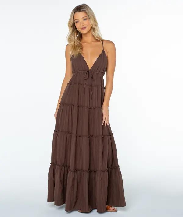Roxy Starlight Maxi Dress - Chestnut Solid