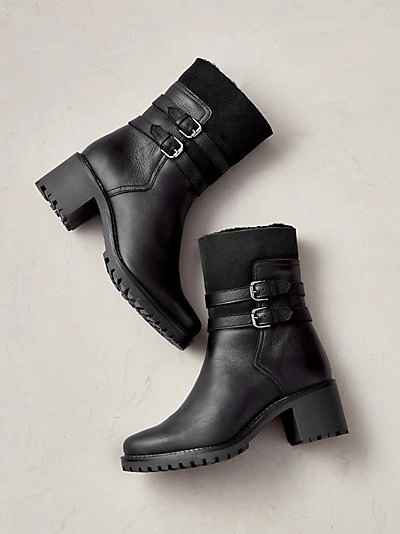 BOS & CO S Illana Shearling-lined Water-resistant Leather Boots - Black