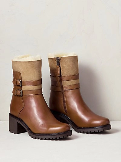 BOS & CO S Illana Shearling-lined Water-resistant Leather Boots - Rich Tan