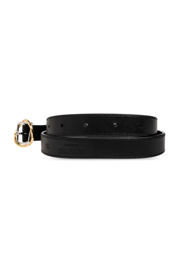Jacquemus Salon Skinny Leather Belt With Gold Tone Buckle