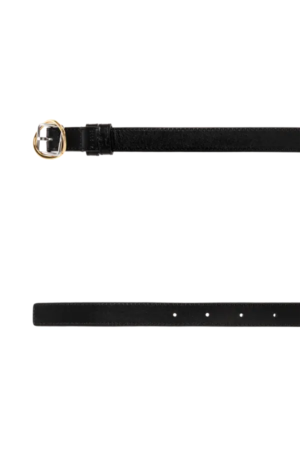 Jacquemus Salon Skinny Leather Belt With Gold Tone Buckle