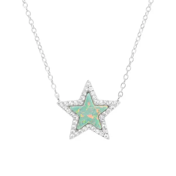 KAMARIA Silver / Green Opal Star Necklace Light Green & Silver - Silver/green
