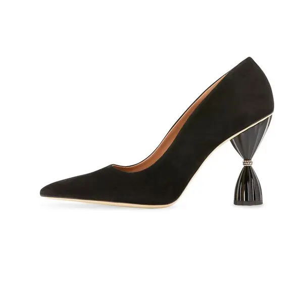 INOLA OJÉN Nina Suede Pump With Sculptured Heel - Black
