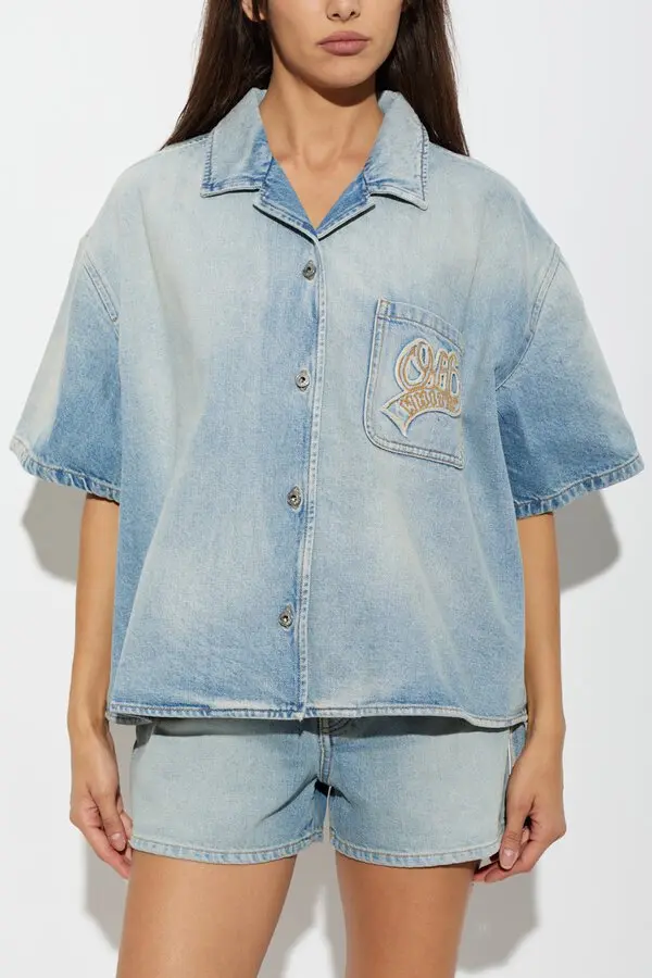 Off-White Denim Shirt With Pocket