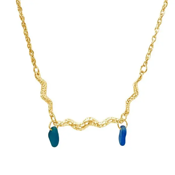 GLASSTYK Havbølge Necklace - Blue