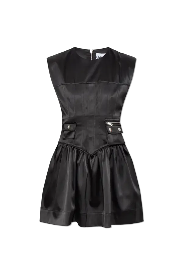 GANNI Dress With Pockets - Black