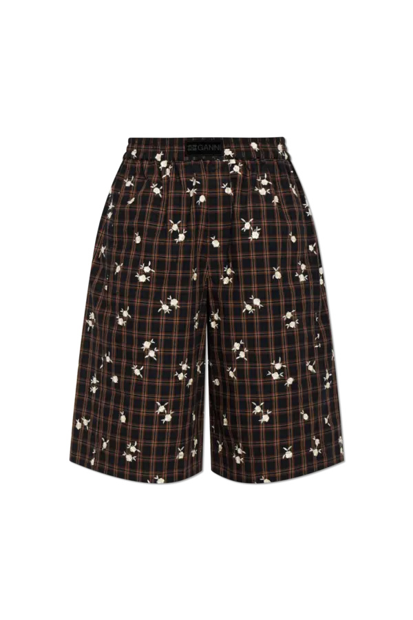 GANNI Floral Print Shorts - Brown