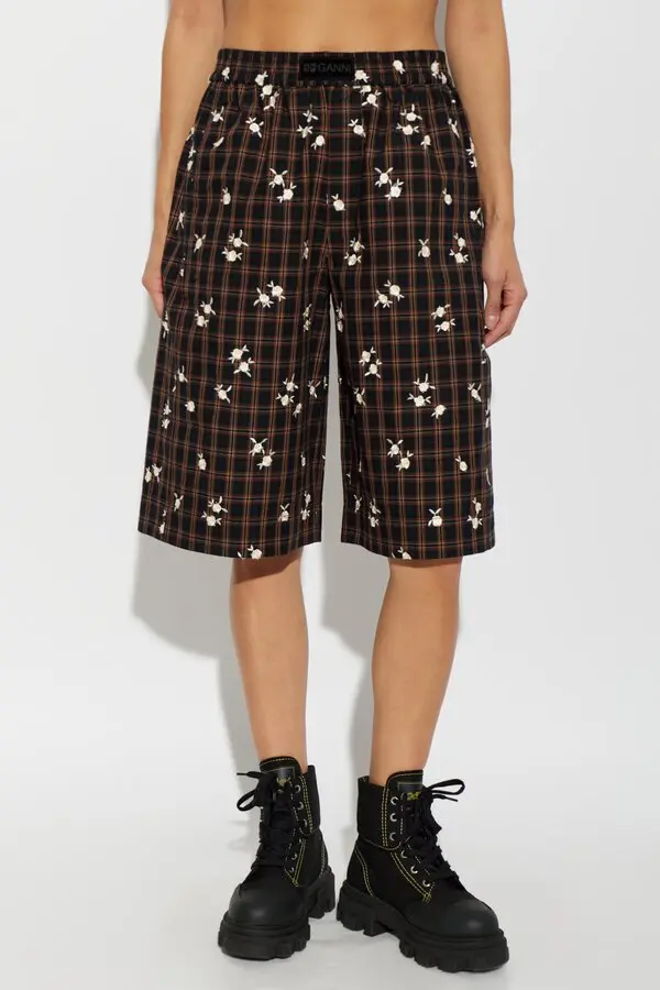 GANNI Floral Print Shorts