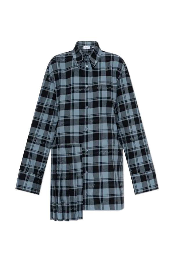 Off-White Striped Cotton Shirt Dress