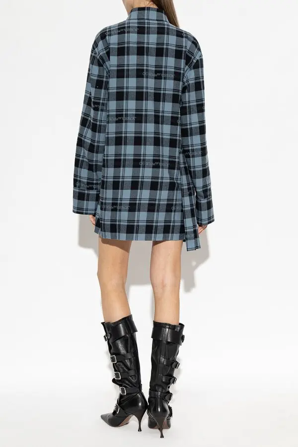 Off-White Striped Cotton Shirt Dress