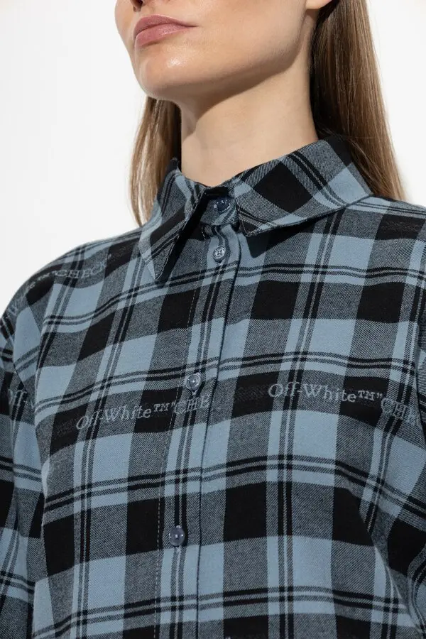 Off-White Striped Cotton Shirt Dress