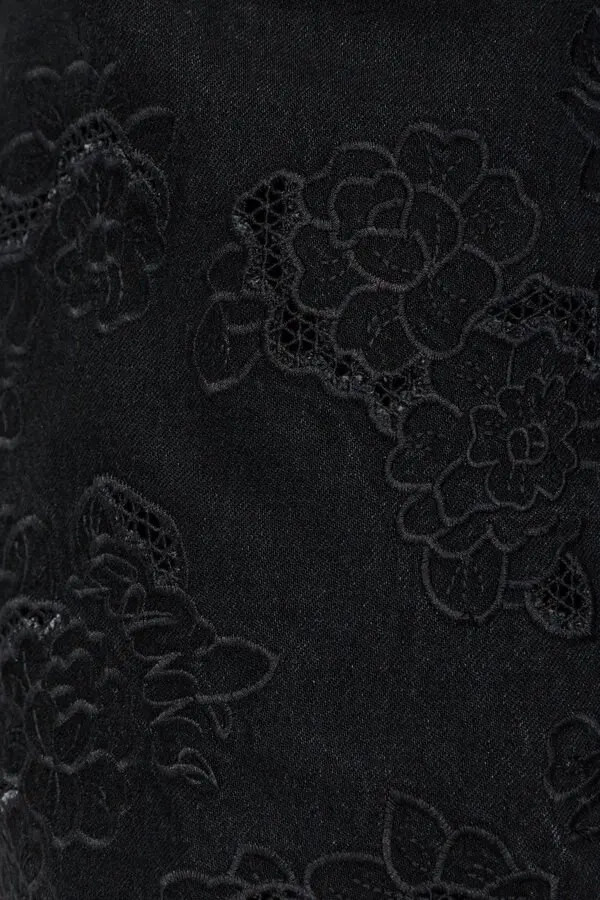 GANNI Denim Shirt With Floral Motif