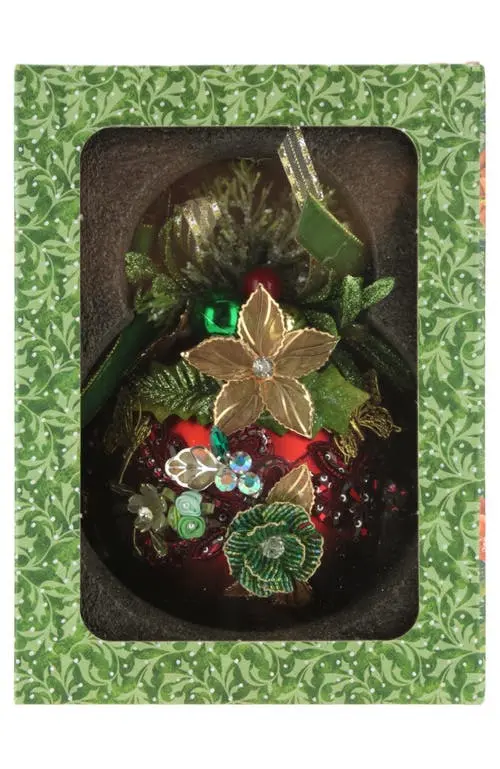 MARK ROBERTS Floral Jeweled Ball Ornament