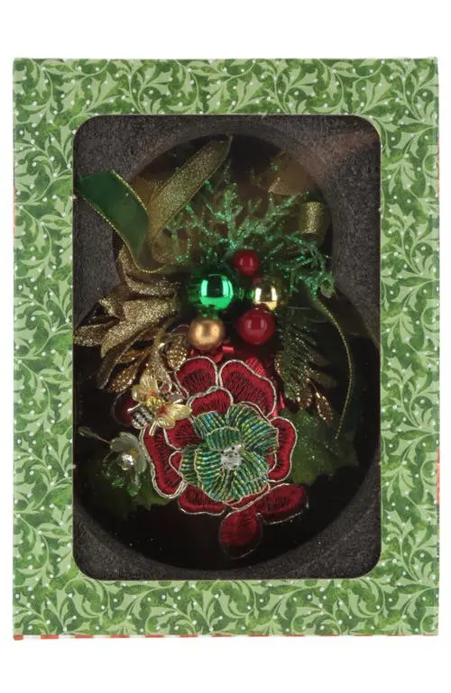 MARK ROBERTS Floral Jeweled Ball Ornament, Shiny