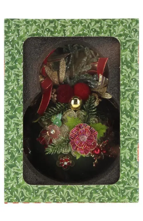 MARK ROBERTS Floral Jeweled Ball Ornament
