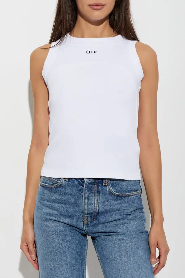 Off-White Ribbed Sleeveless Top