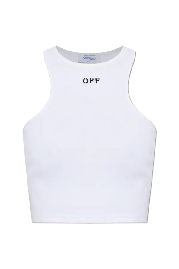 Off-White Short Top With Embroidered Logo