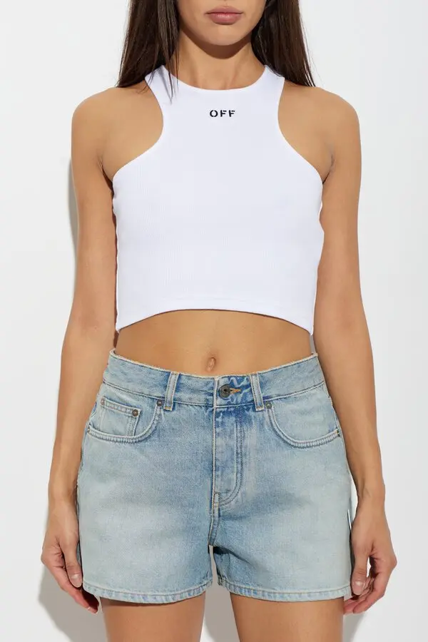 Off-White Short Top With Embroidered Logo