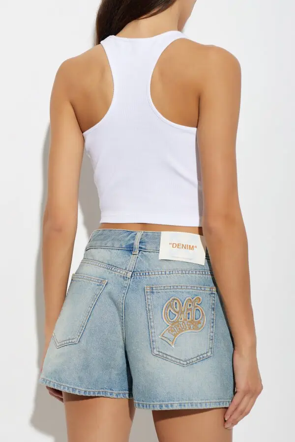 Off-White Short Top With Embroidered Logo