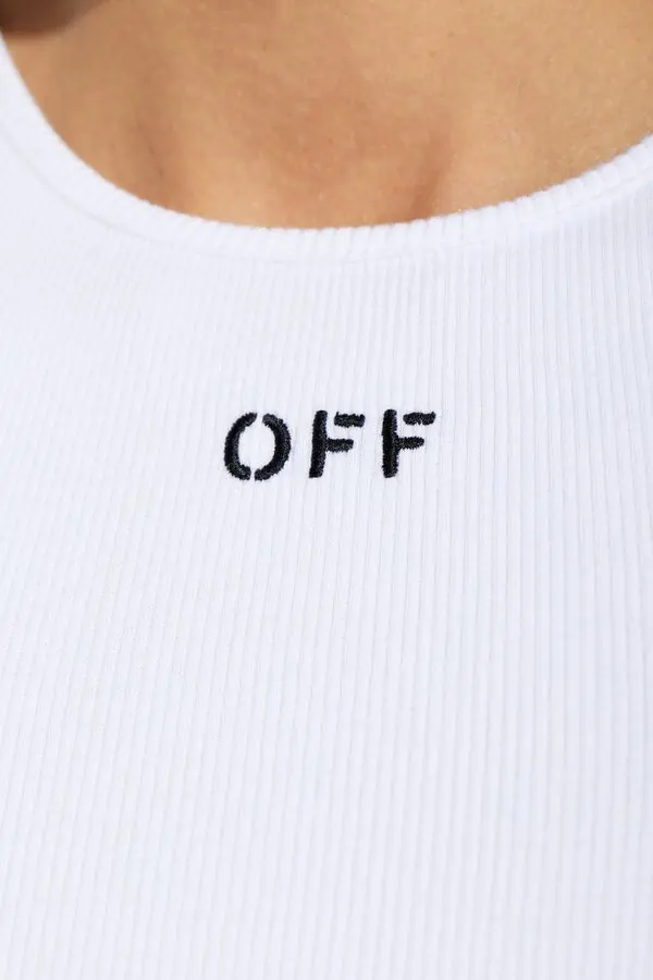 Off-White Short Top With Embroidered Logo
