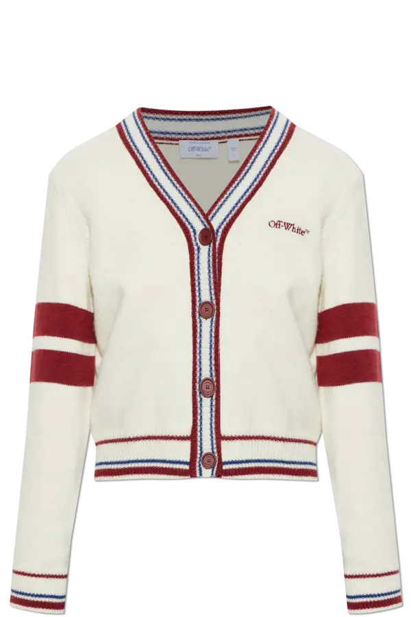 Off-White Cardigan With Embroidered Logo