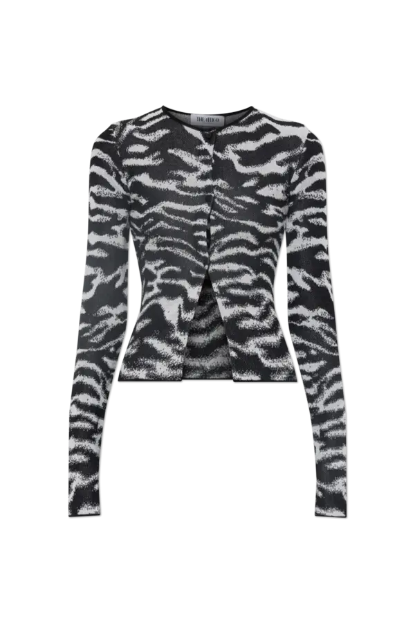 Attico Animal Print Cardigan - Black