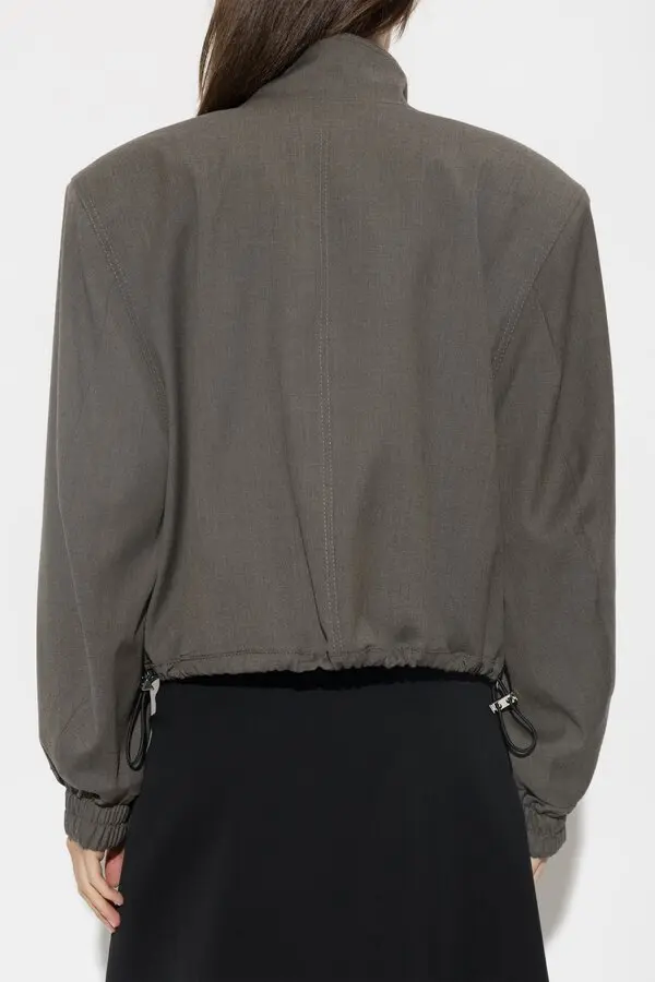 Attico Zip-up Jacket With Sewn-in Shoulder Pads - Grey