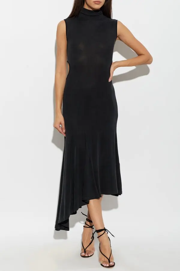 Off-White Asymmetrical Dress With Turtleneck