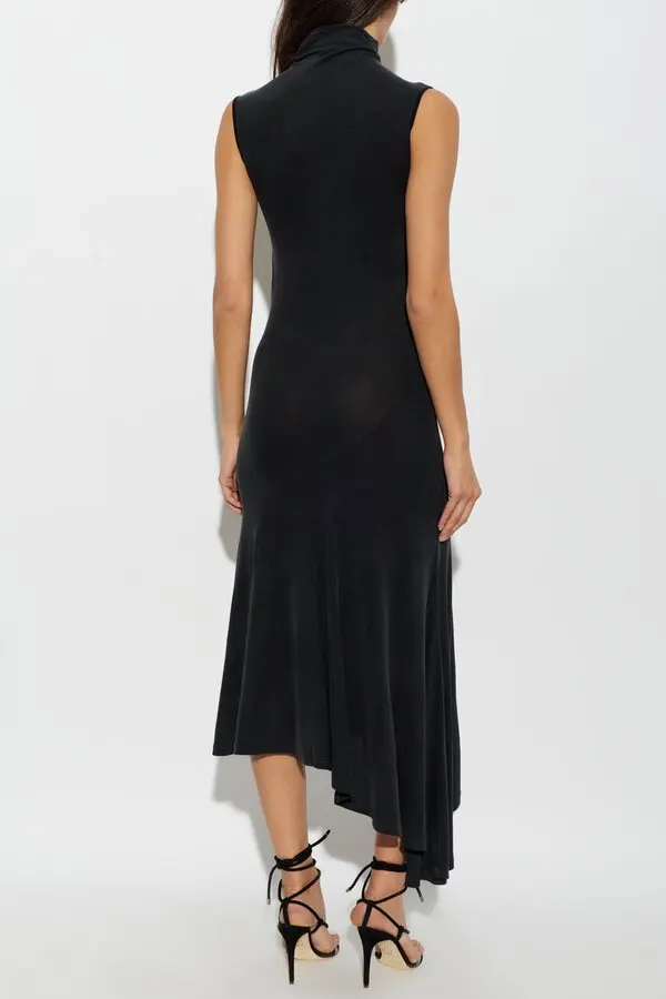 Off-White Asymmetrical Dress With Turtleneck