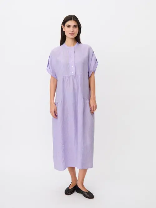 MASAI COPENHAGEN Maoswalsa Linen Mandarin Collar Dress