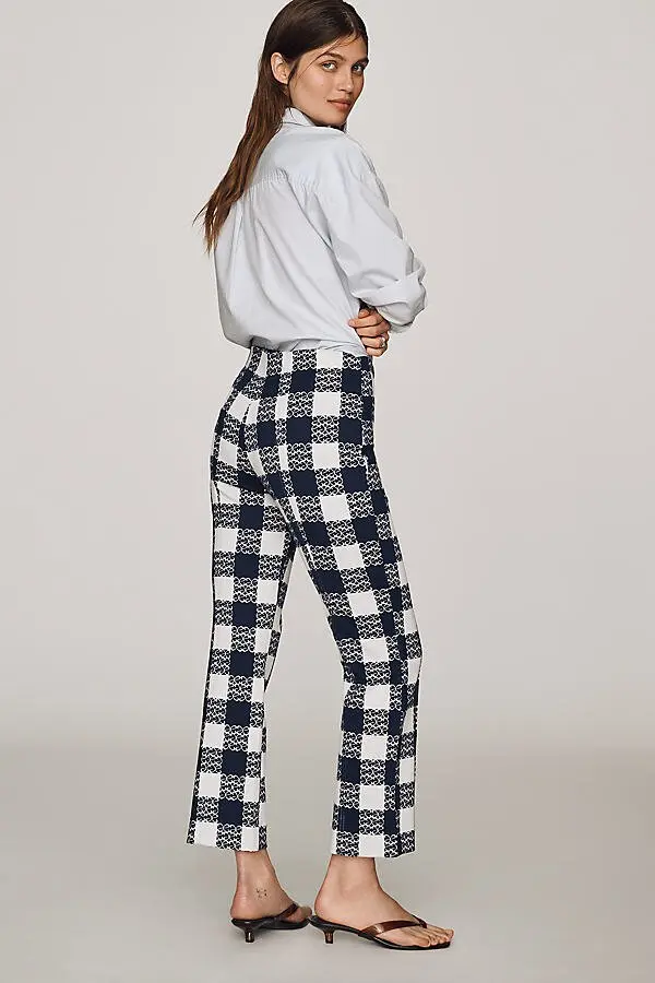 Maeve Poppy Check Straight-leg Trousers