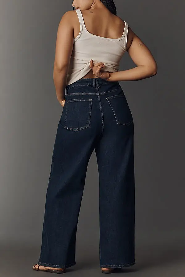 Good American High Rise Palazzo Ankle Jeans In Dark Wash - Indigo1231