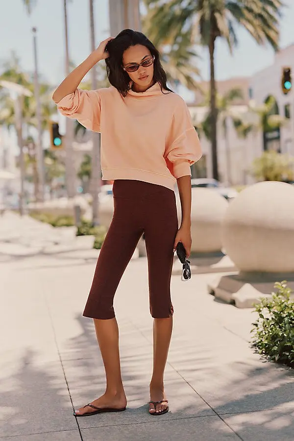 Daily Practice Cropped Long Sleeve Top - Peach
