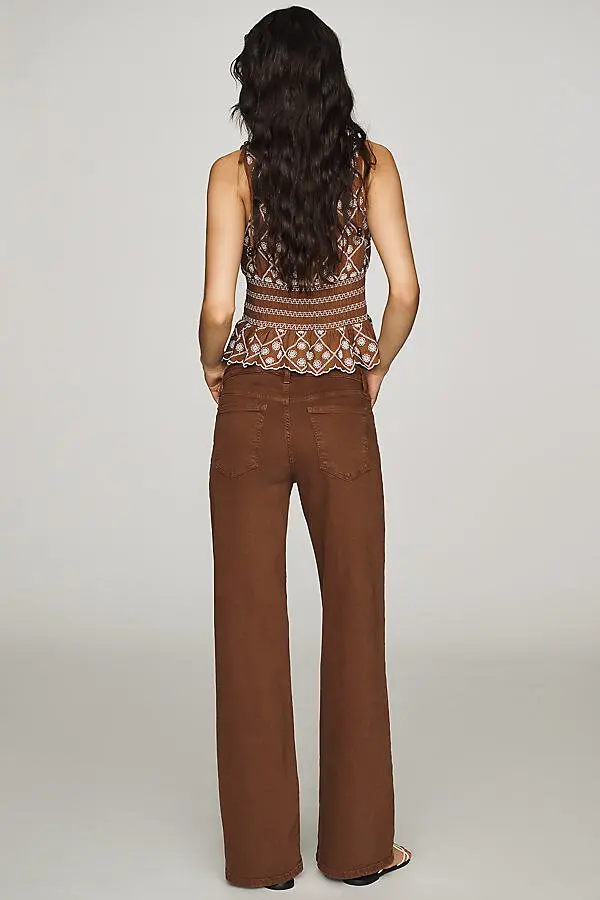 Joe's Jeans Lou Mid-rise Wide-leg Jeans - Chocolate