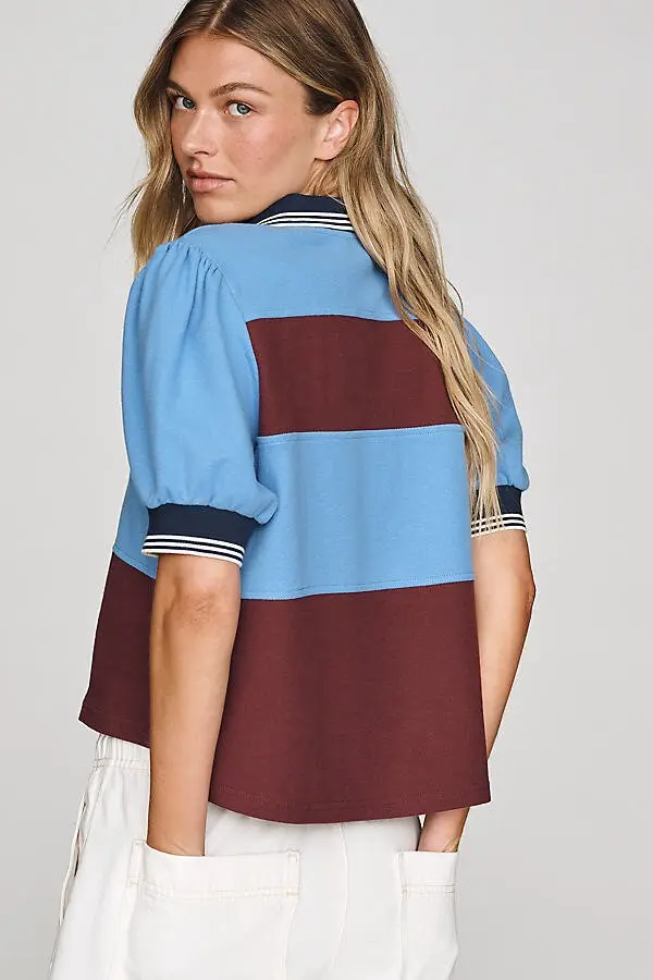 Maeve Cotton Cropped Polo Top