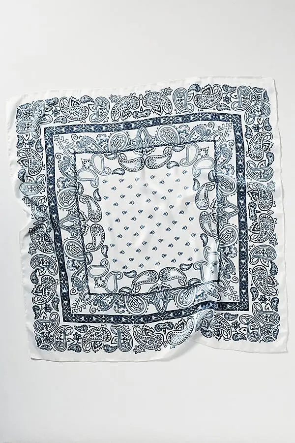Anthropologie Silken Bandana Headscarves, Set Of 2 - White