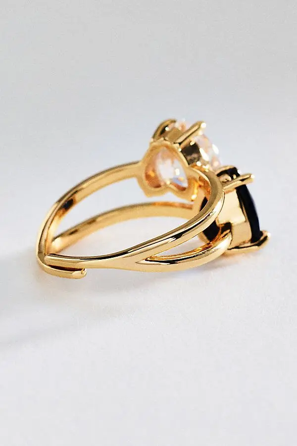 Anthropologie Double Heart Rg - Sapphire