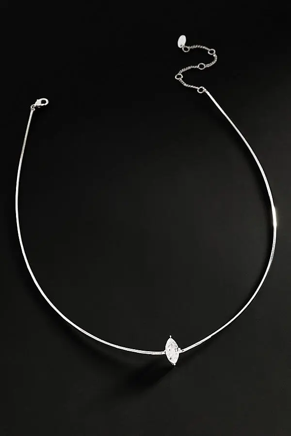 Anthropologie Demi-fine Marquise Pendant Necklace - Silver