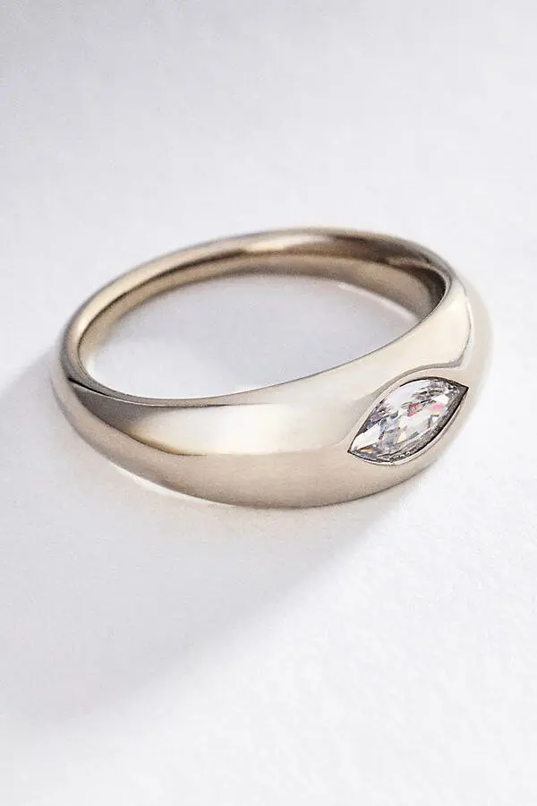 Anthropologie Crystal Marquise Rg - Silver