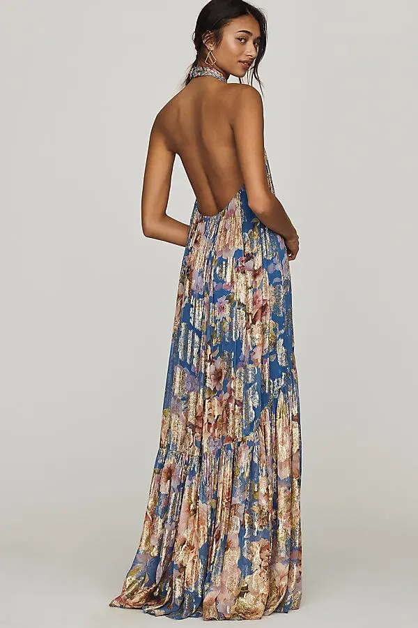 Hemant & Nandita Halterneck Floral Maxi Dress