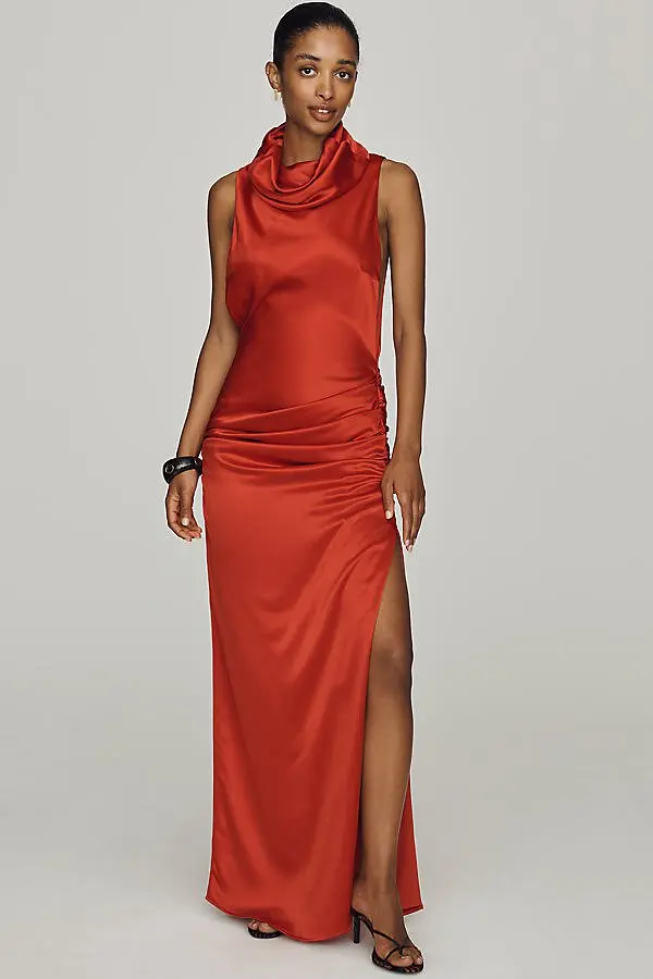 Misha Collection Cowl-neck Sat Maxi Dress