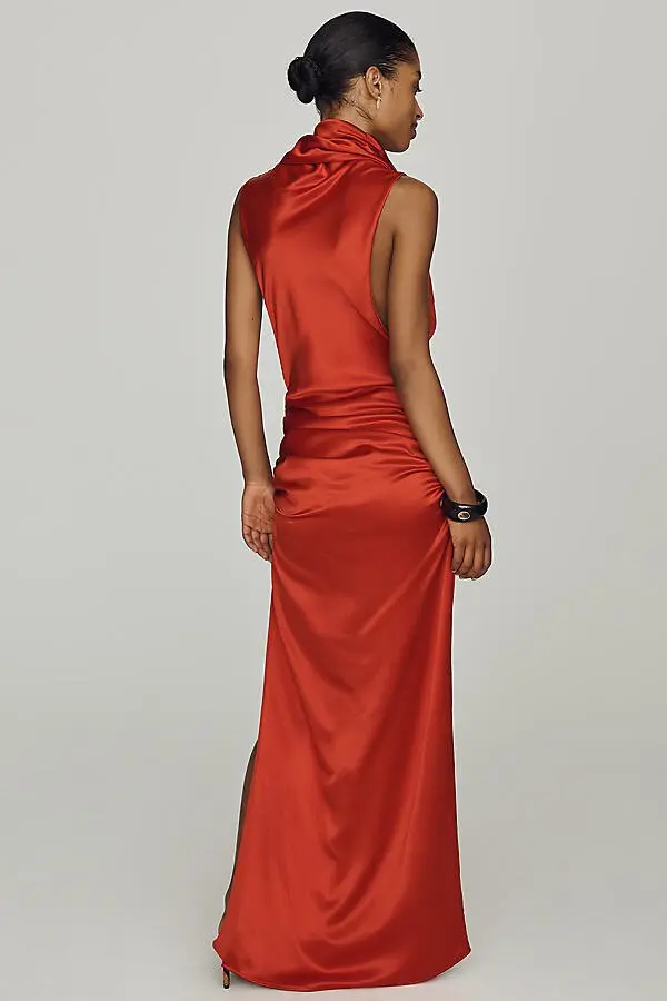 Misha Collection Cowl-neck Sat Maxi Dress