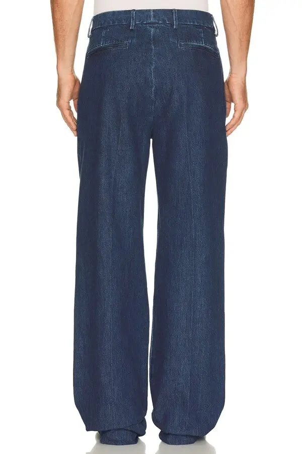 Valentino Garavani Pleated Denim Jean In Blue