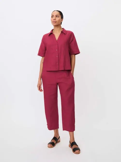 MASAI COPENHAGEN Mairyssa Smock Back Linen Shirt - Beet Red