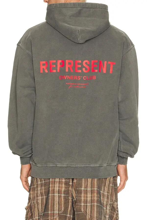 REPRESENT Owners Club Hoodie - Washed Black