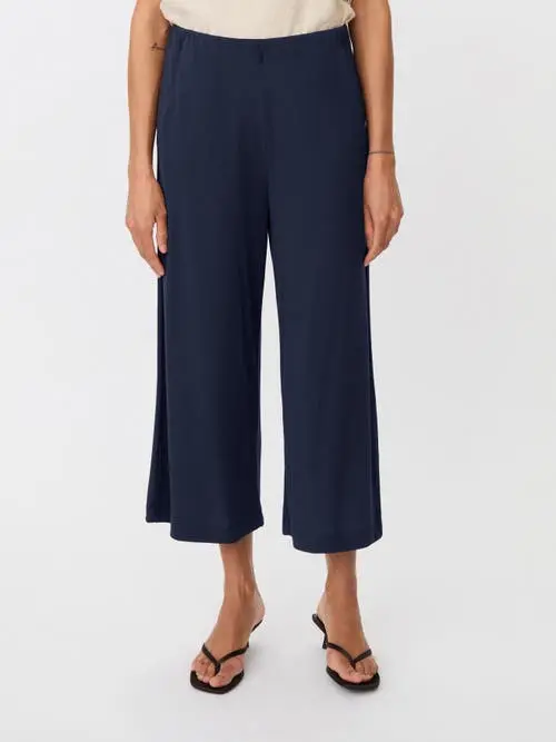 MASAI COPENHAGEN Mapryvora Wide Leg Cropped Trouser - Navy