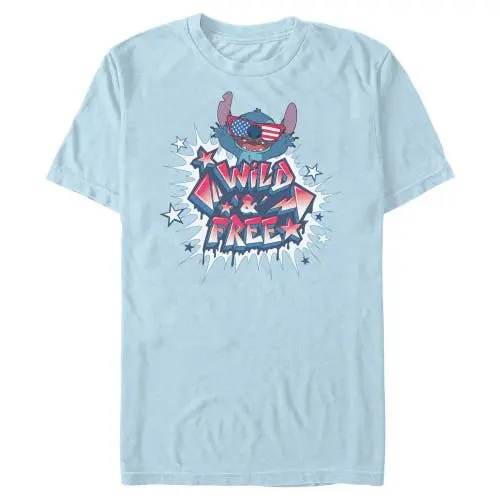 LILO & STITCH Troublemaker Wild And Free Graphic T-shirt - Light Blue
